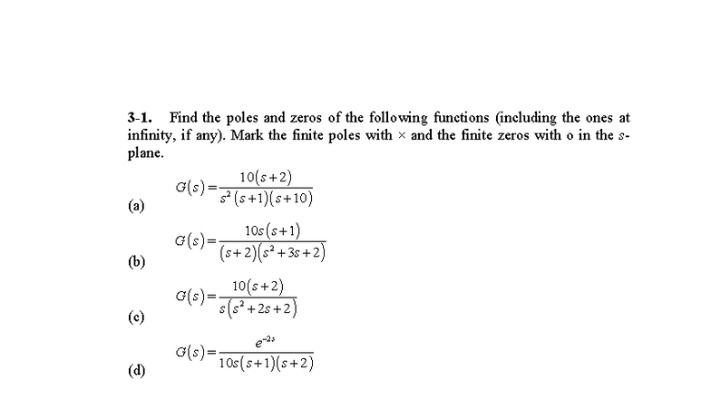 Poles and Zeros Analysis in Control Systems (ENGR 202) - Studocu
