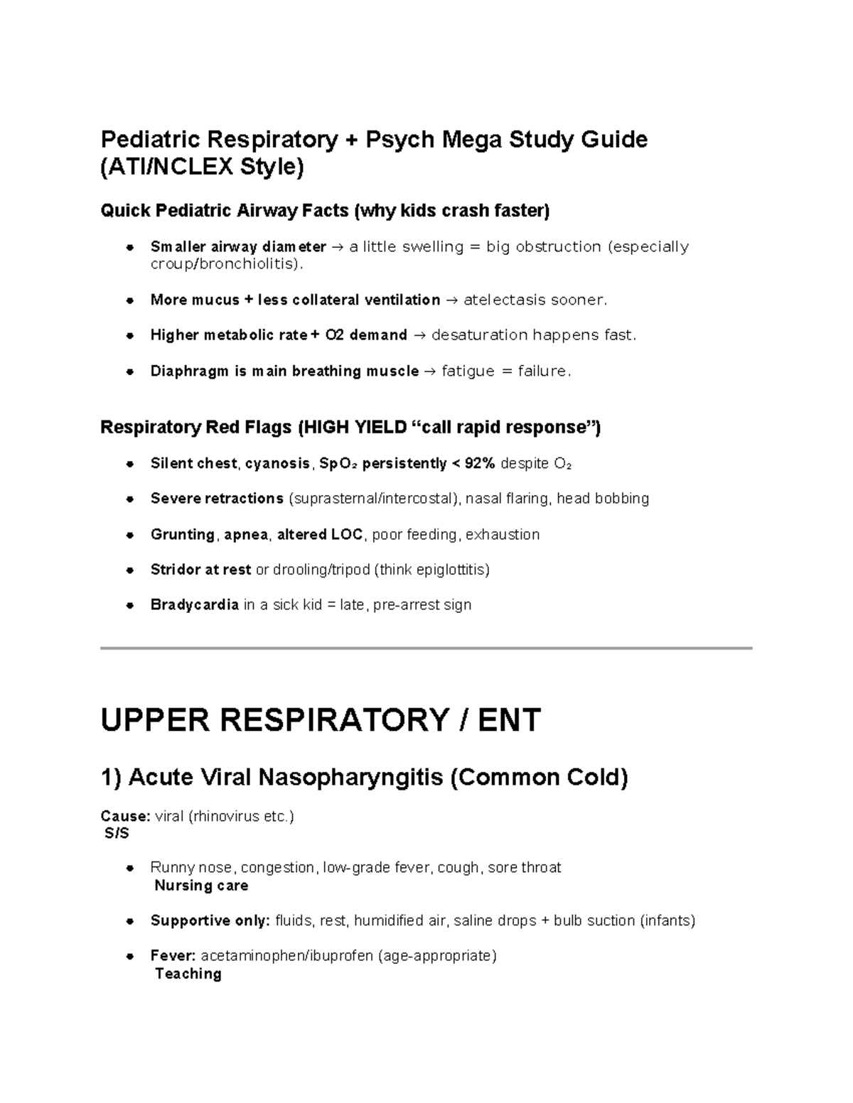 PEDS 101: Pediatric Respiratory Conditions Study Guide & Quick Facts ...