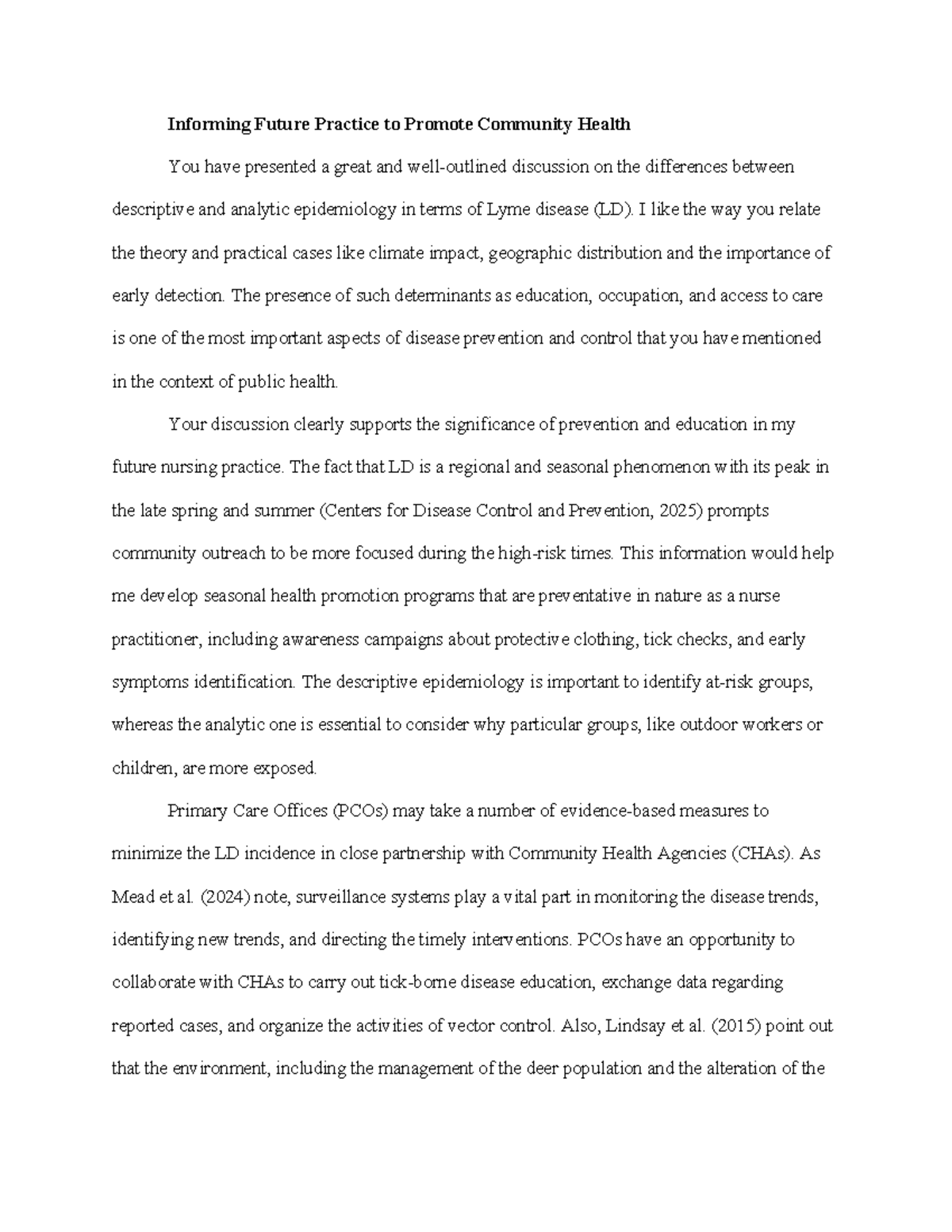 Promoting Community Health: Insights on Lyme Disease Epidemiology - Studocu