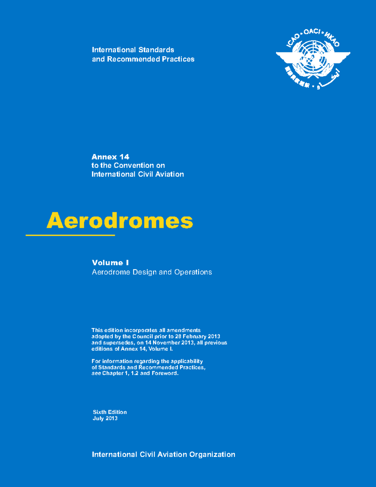 ICAO Annex 14 Volume I: Visual Aids for Obstacles (Chapter 6) - Studocu