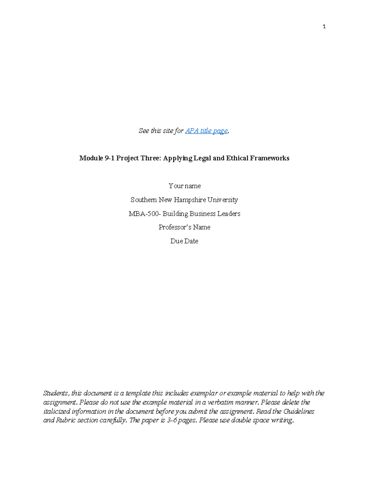 MBA-500 Module 9: Project Three Legal and Ethical Analysis Template - Studocu