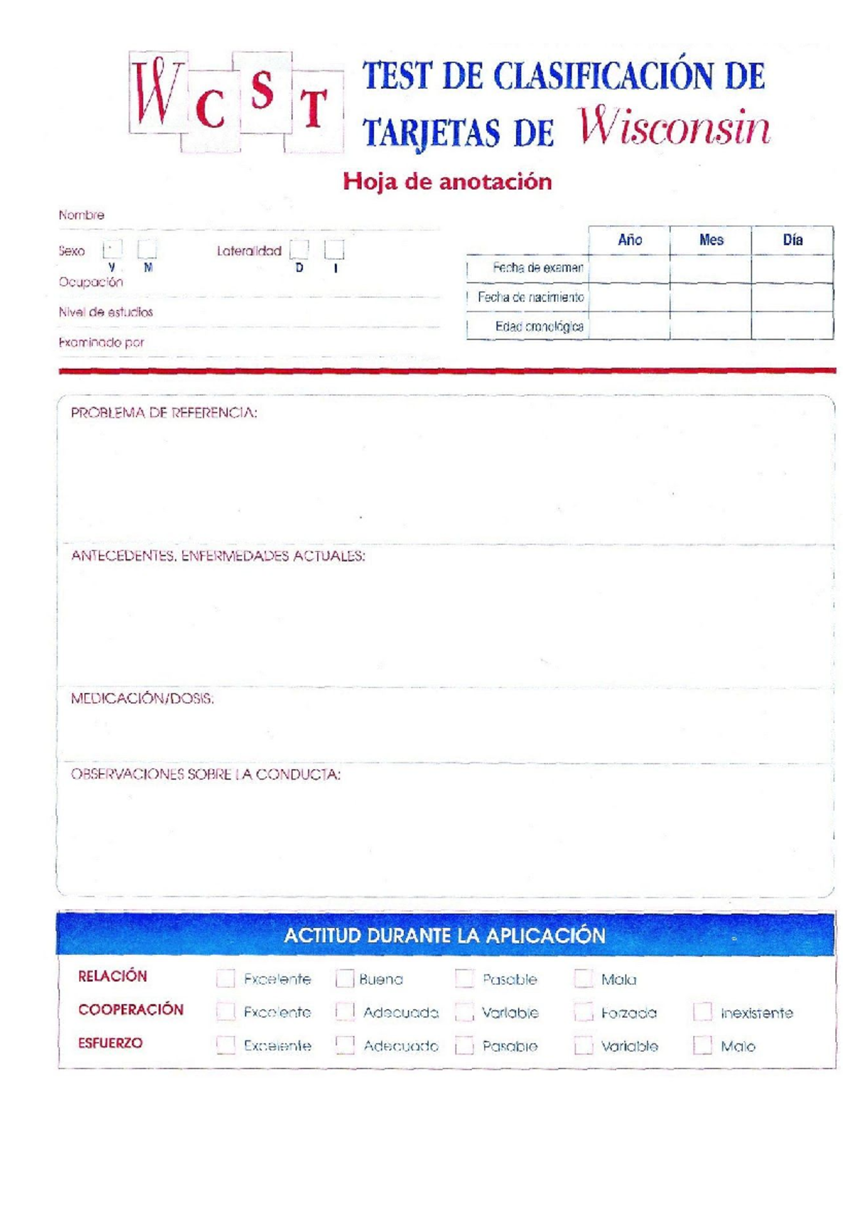 WCST- Protocolo Completo para la Prueba de Clasificación de Tarjetas ...
