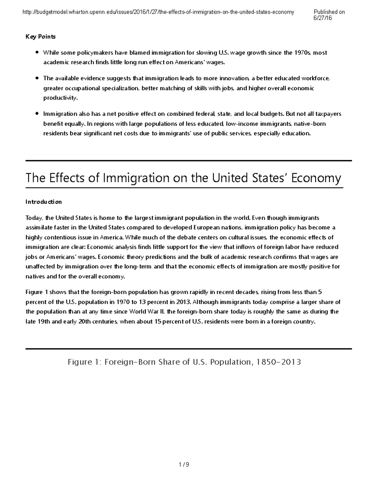 The Effects of Immigration on the U.S. Economy: A Comprehensive ...
