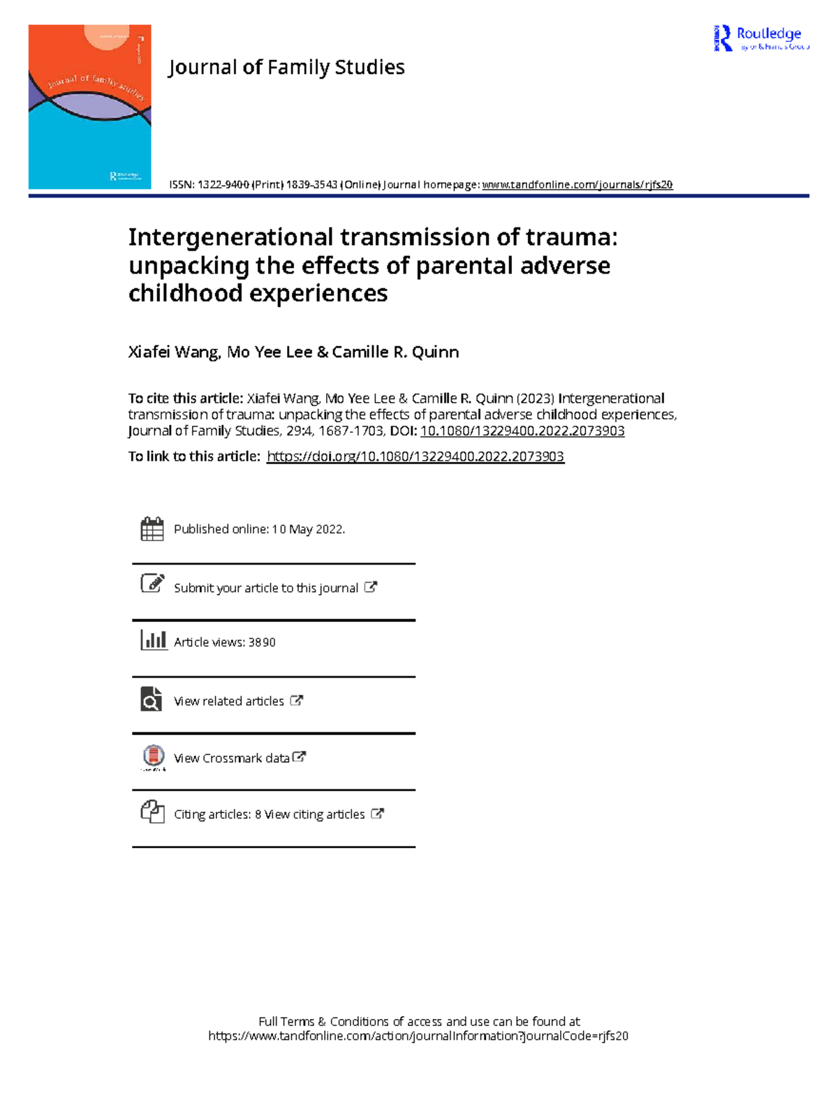 Intergenerational Trauma: Effects of Parental ACEs on Child Outcomes - Studocu