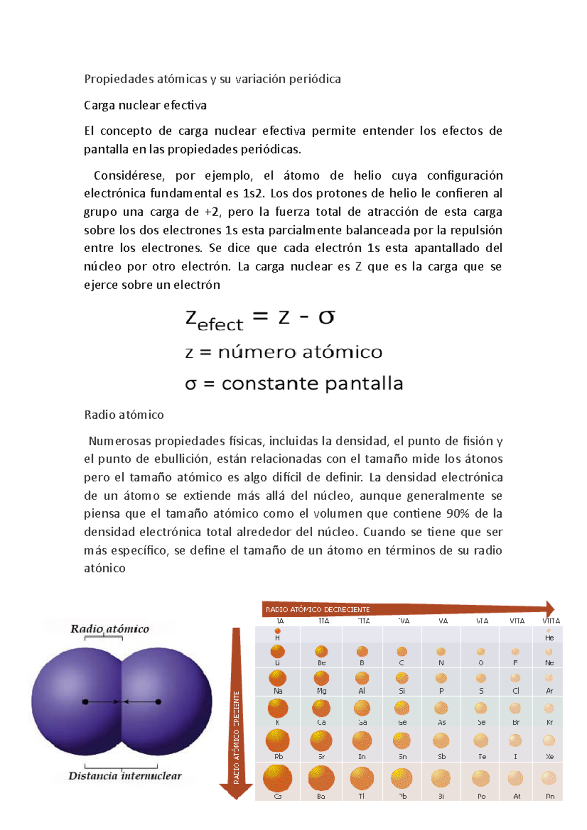 Propiedades Atómicas y Variación Periódica: Análisis Completo 1 - Studocu