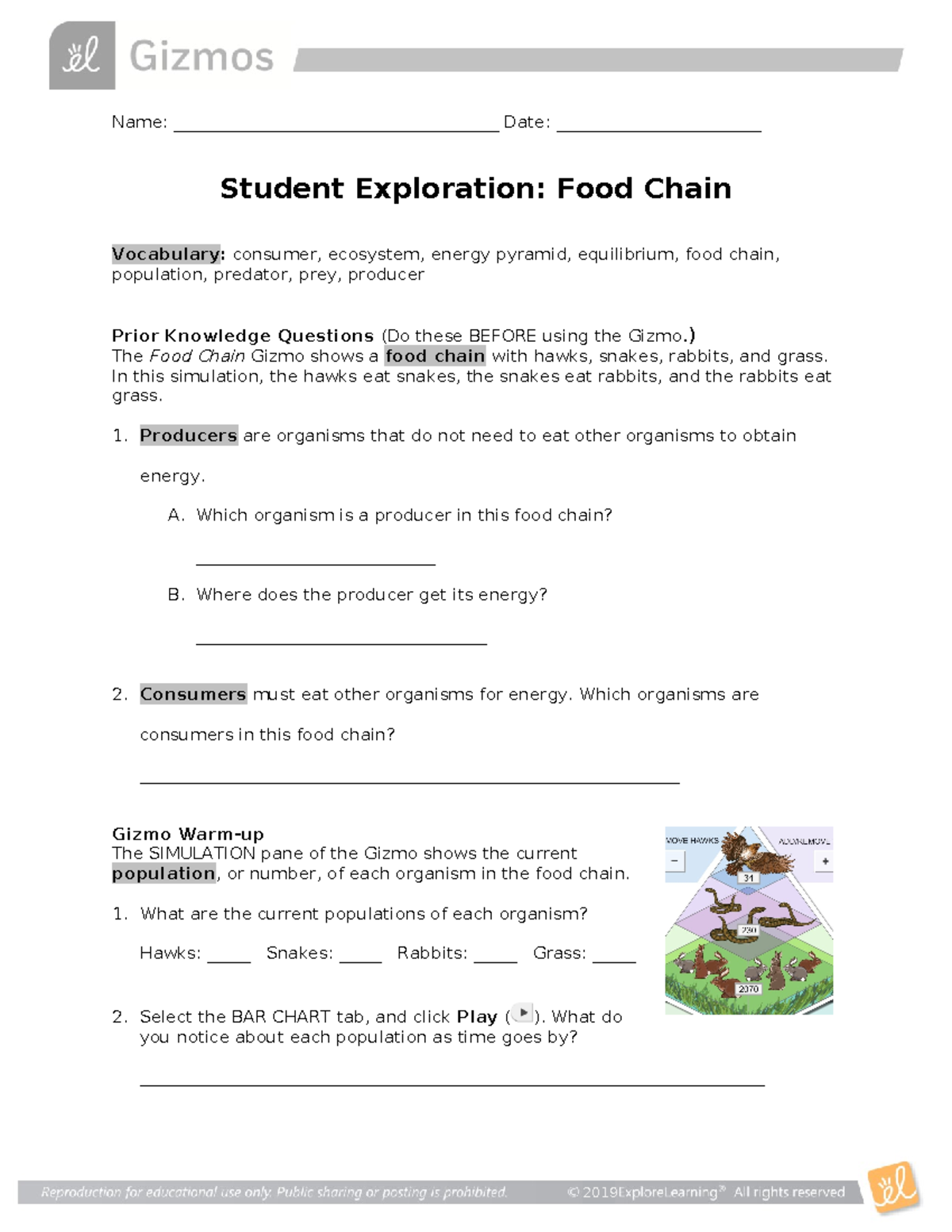 Student Exploration: Food Chain Gizmo for 7de4357d 35dd 42dd 8448 - Studocu