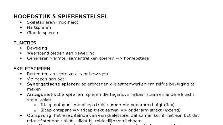 HOOFDSTUK 5-8 SAMENVATTING BIOLOGIE: SPIEREN, HART EN IMMUUNSYSTEEM ...