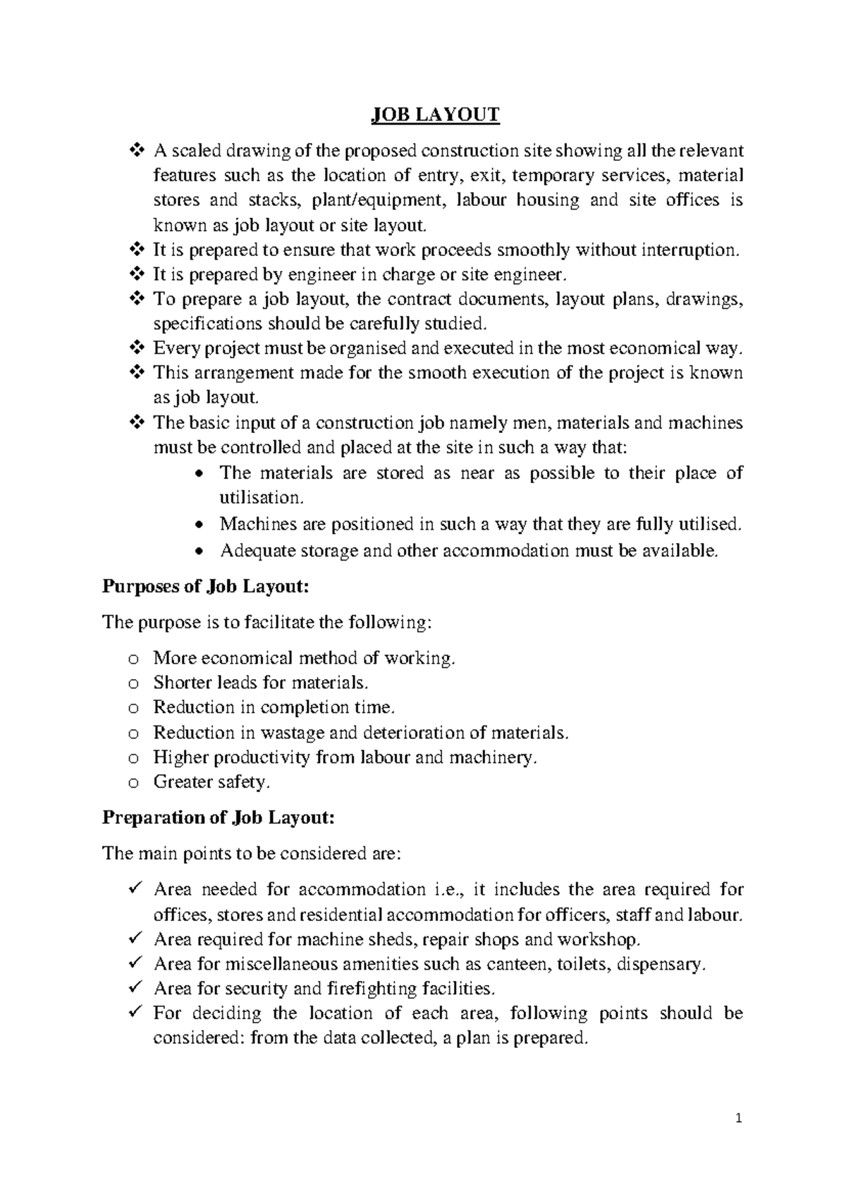 JOB Layout Guidelines and Best Practices for Construction Sites - Studocu