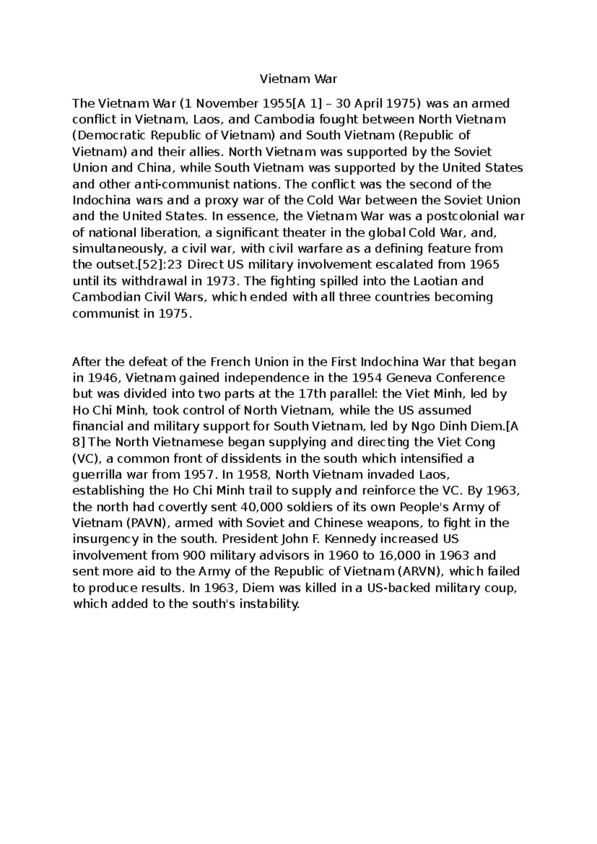 Vietnam War - Key Notes and Insights on the Conflict (30 Apr 1975 ...