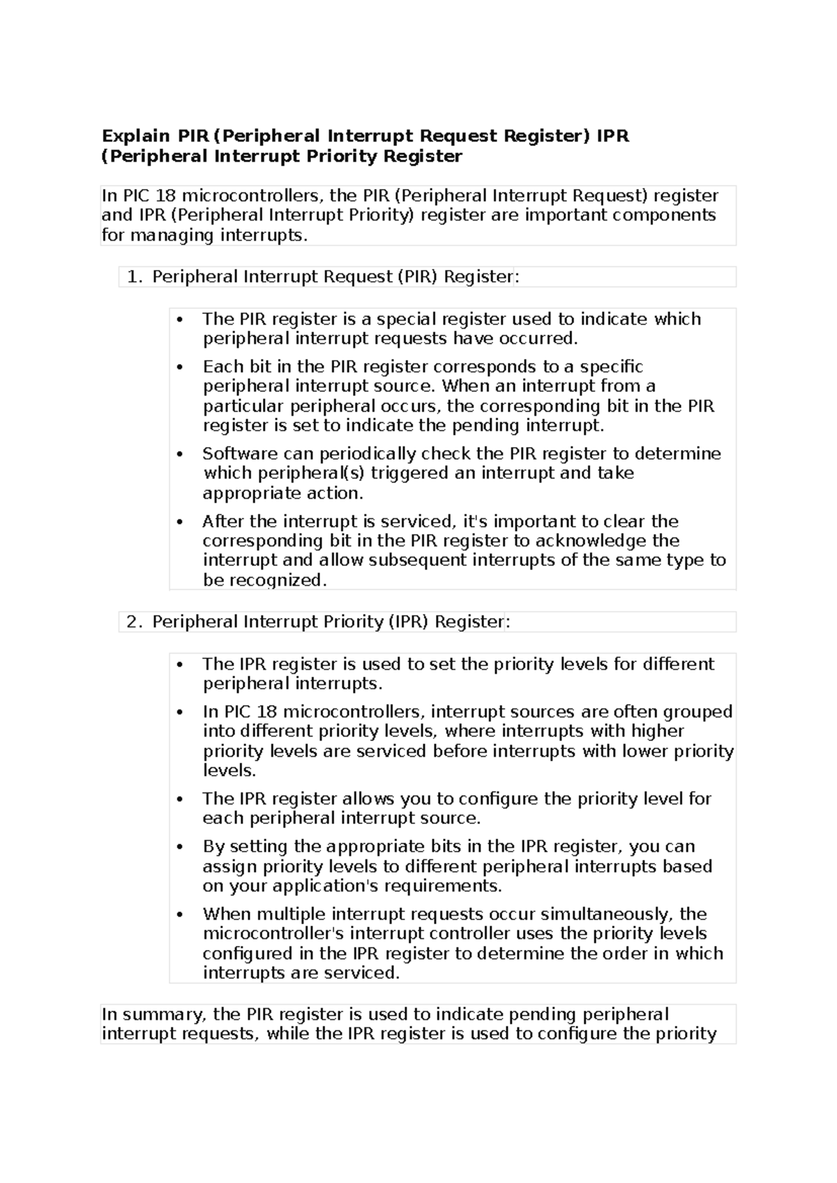Unit 3 PA: Understanding PIR, IPR, and the Interrupt Structure in PIC18 ...