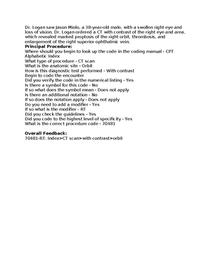 Hi255 unit 1 - coding - HI255 Medical Coding II Unit 1 Assignment Worksheet Unit outcomes ...