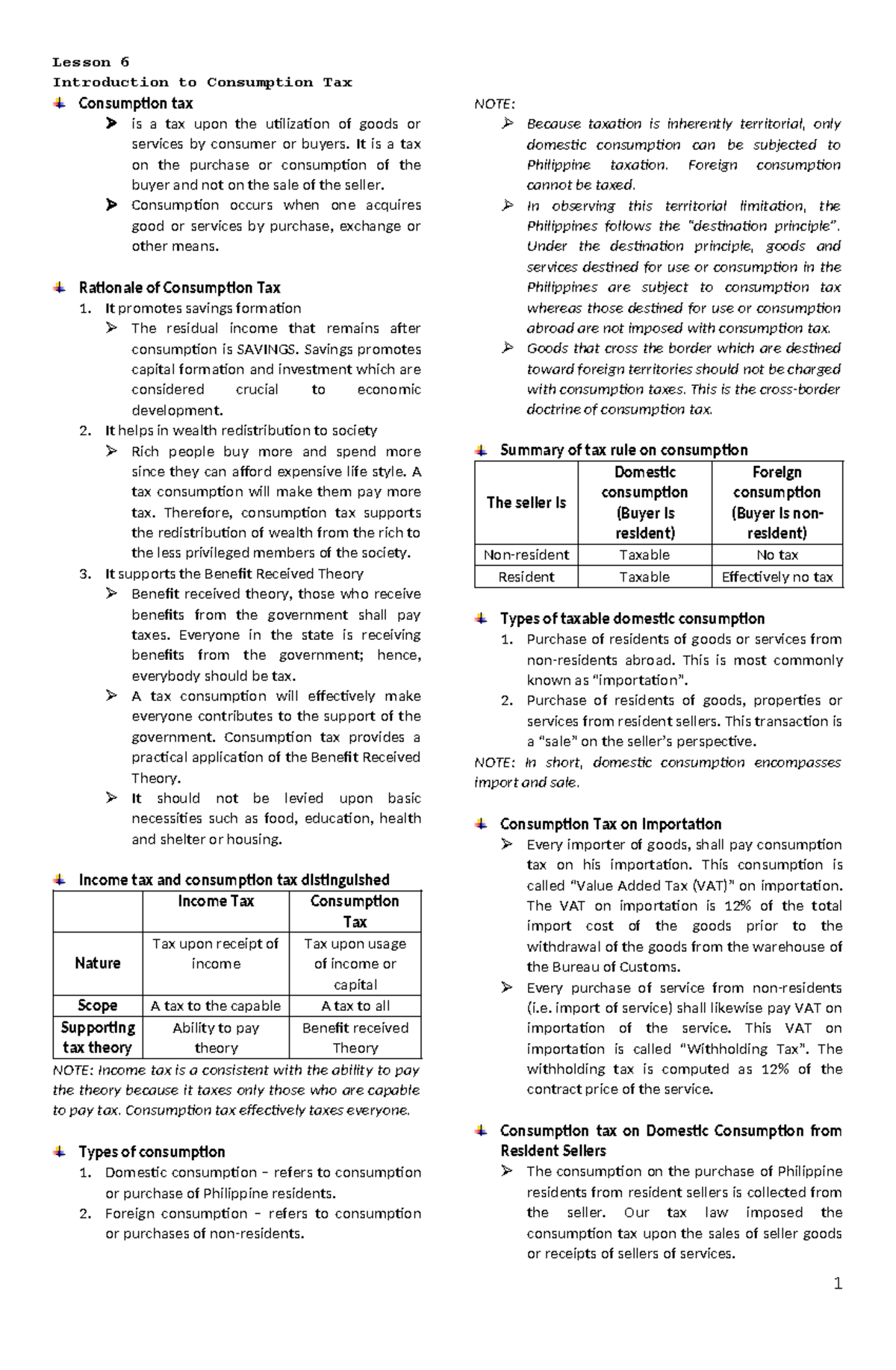 Lesson 6: Understanding Consumption Tax and Its Implications - Studocu