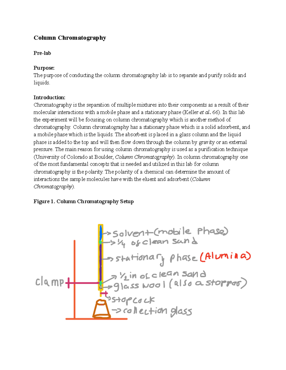 Lab Report Column Chromatography - Column Chromatography Pre-lab ...