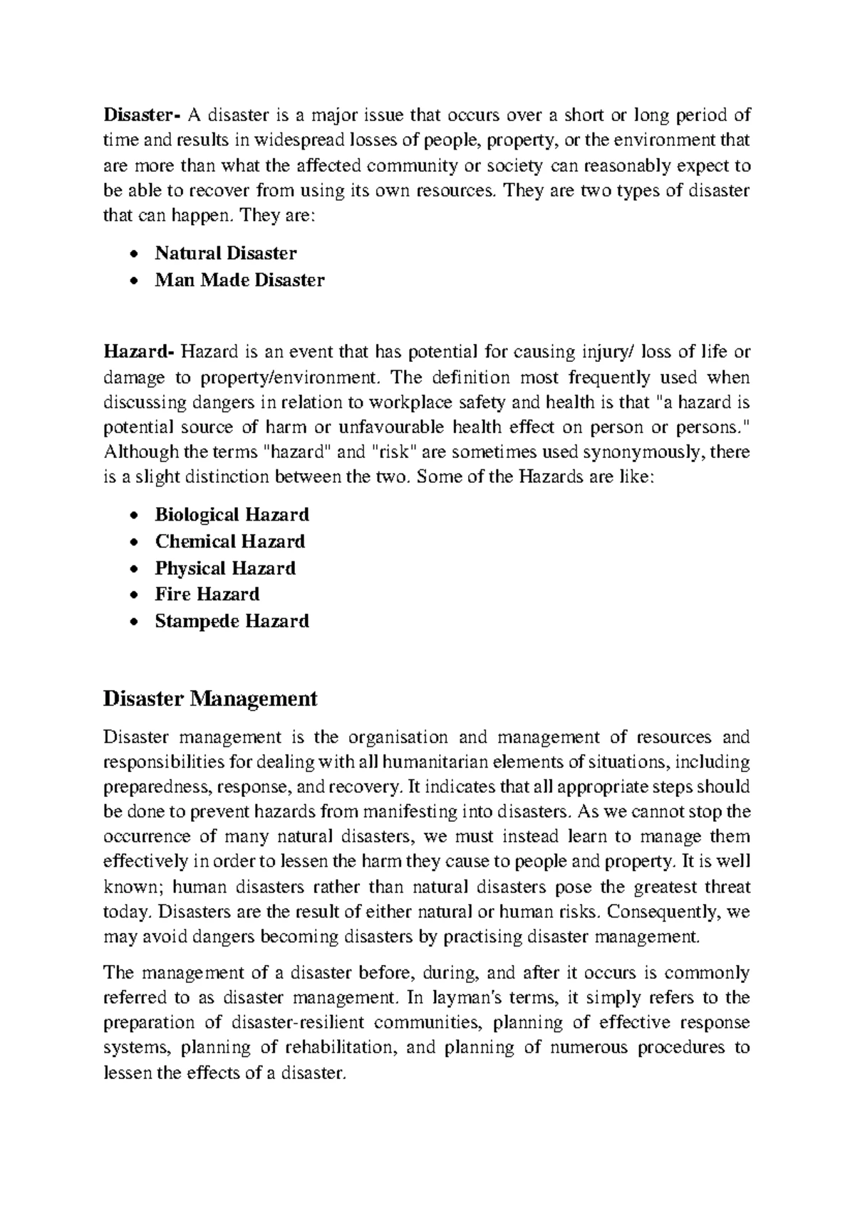 Disaster Management Notes - Mains Paper G (2013) - Mohit Sir - Studocu