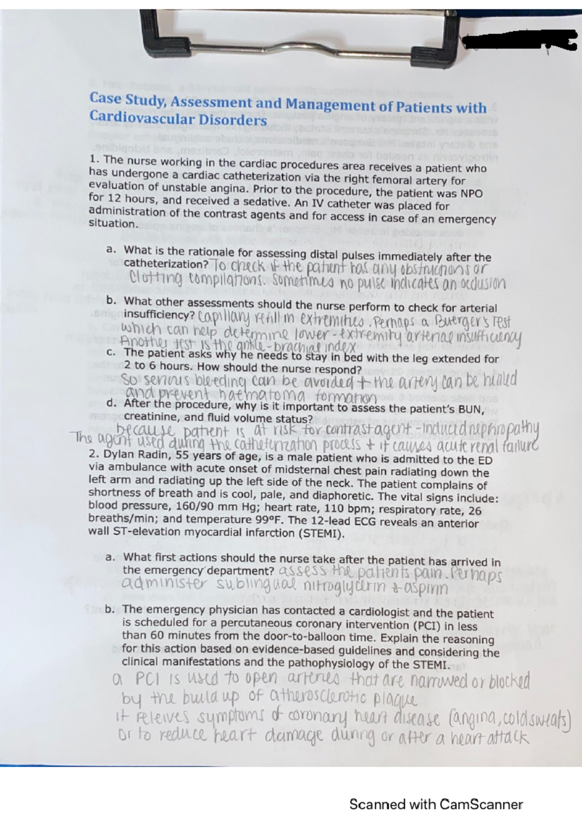 Cardiovascular case studies - Case Study, Assessment and Management of ...