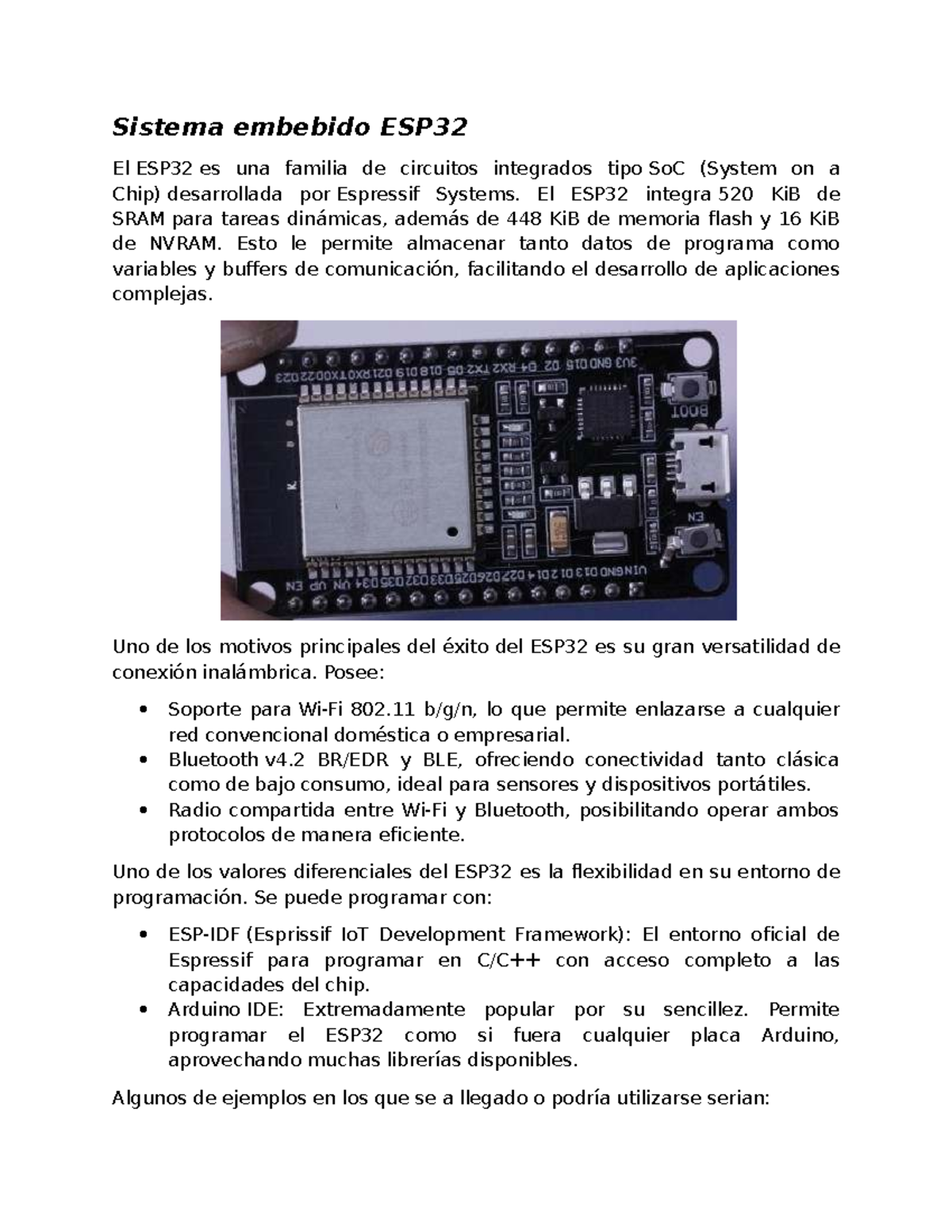 DSM - Resumen sobre el Sistema Embebido ESP32 y sus Aplicaciones - Studocu