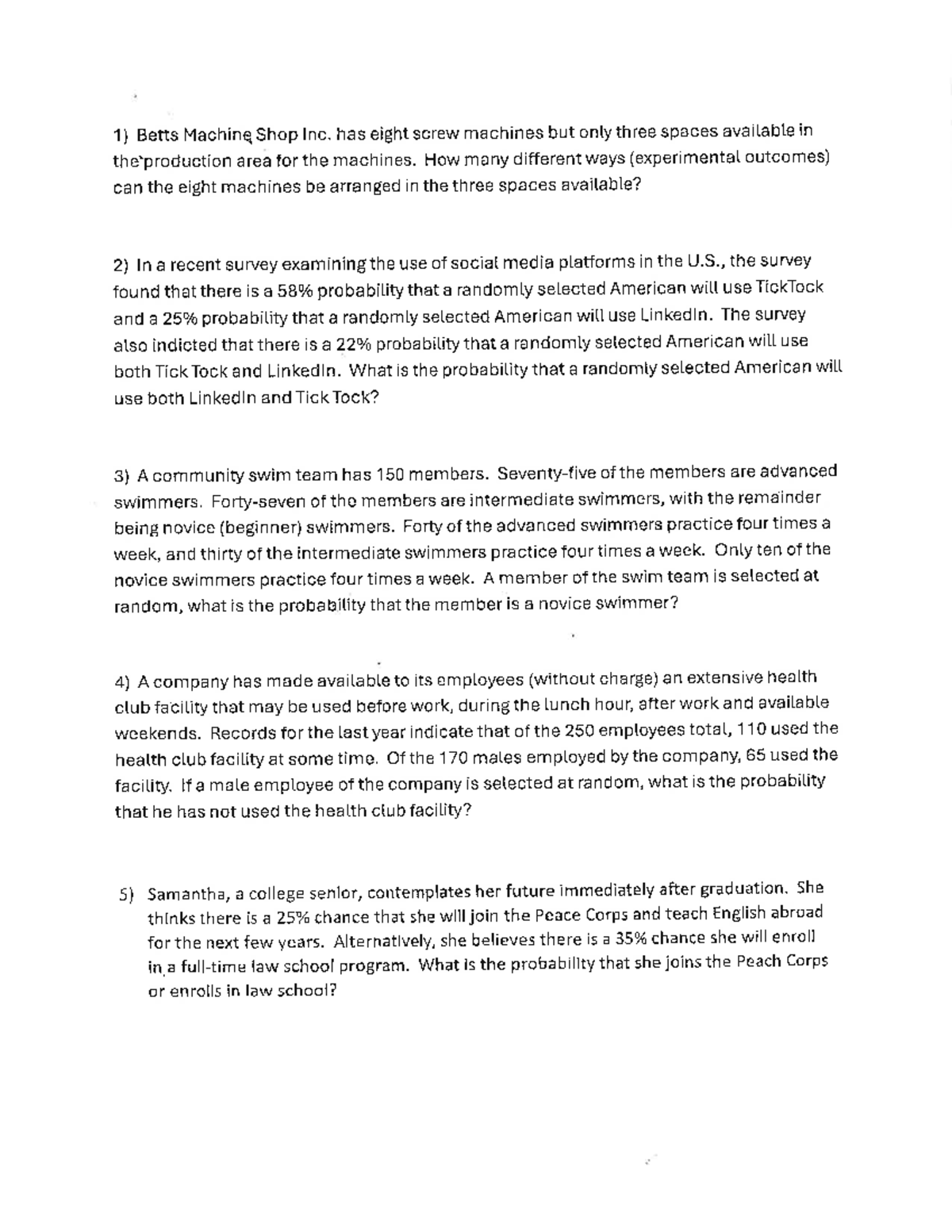 Probability Problems and Solutions - Studocu