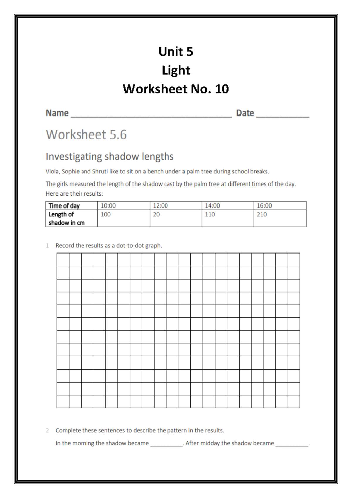 06 NOV Unit 5 Wk 10 - 333 - Unit 5 Light Worksheet No. 10 Name Date ...