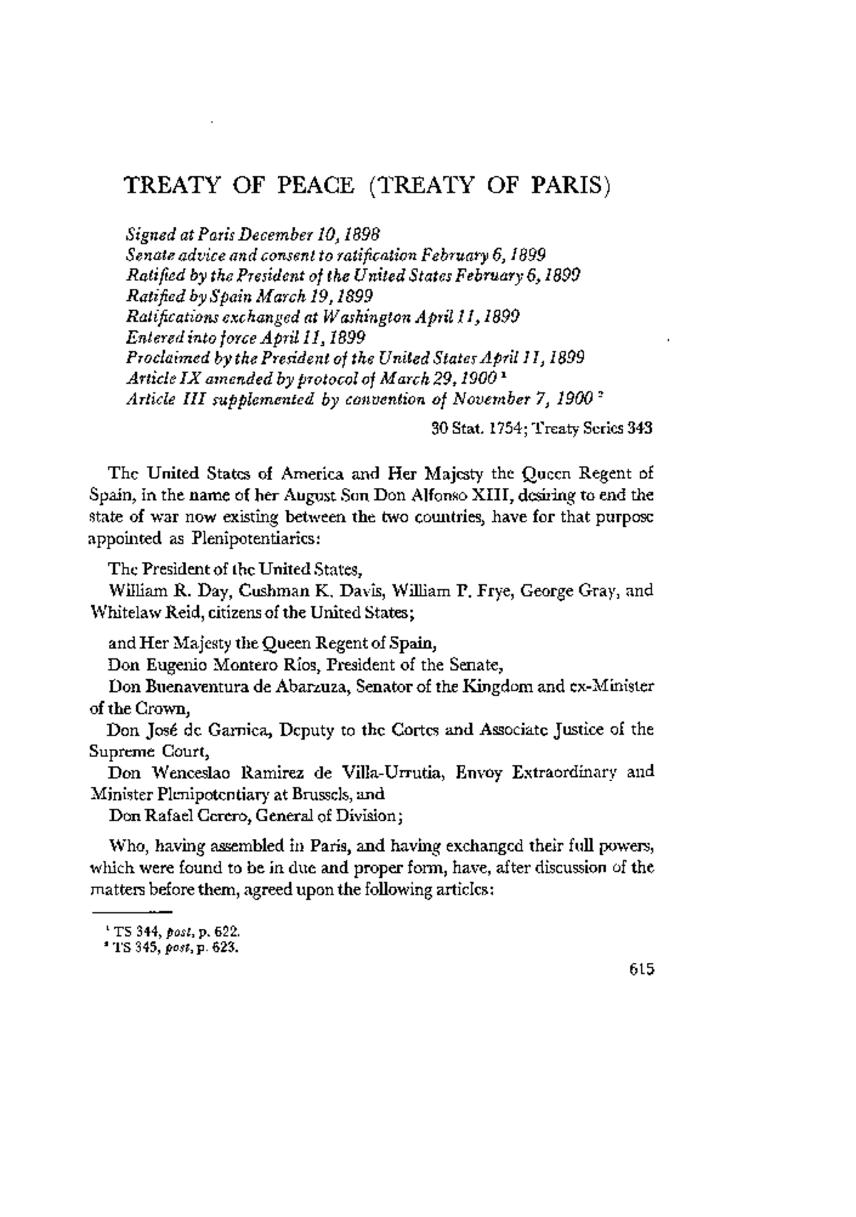 Treaty of Paris (1898) - Peace Agreement Between the U.S. and Spain ...