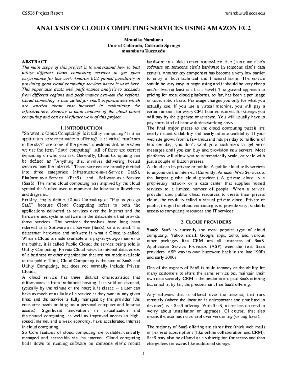 CS526 Project Report - aws - ANALYSIS OF CLOUD COMPUTING SERVICES USING AMAZON EC Mounika ...