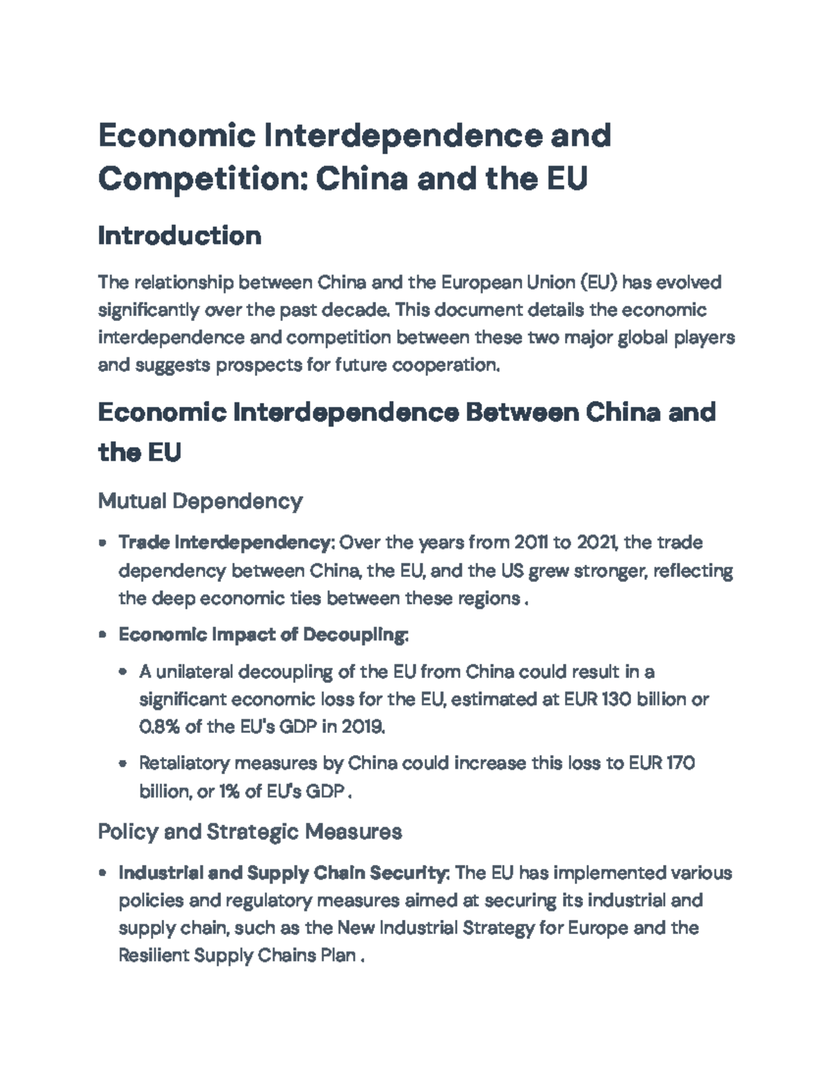 China-EU Economic Relations: Interdependence and Competitive Dynamics ...