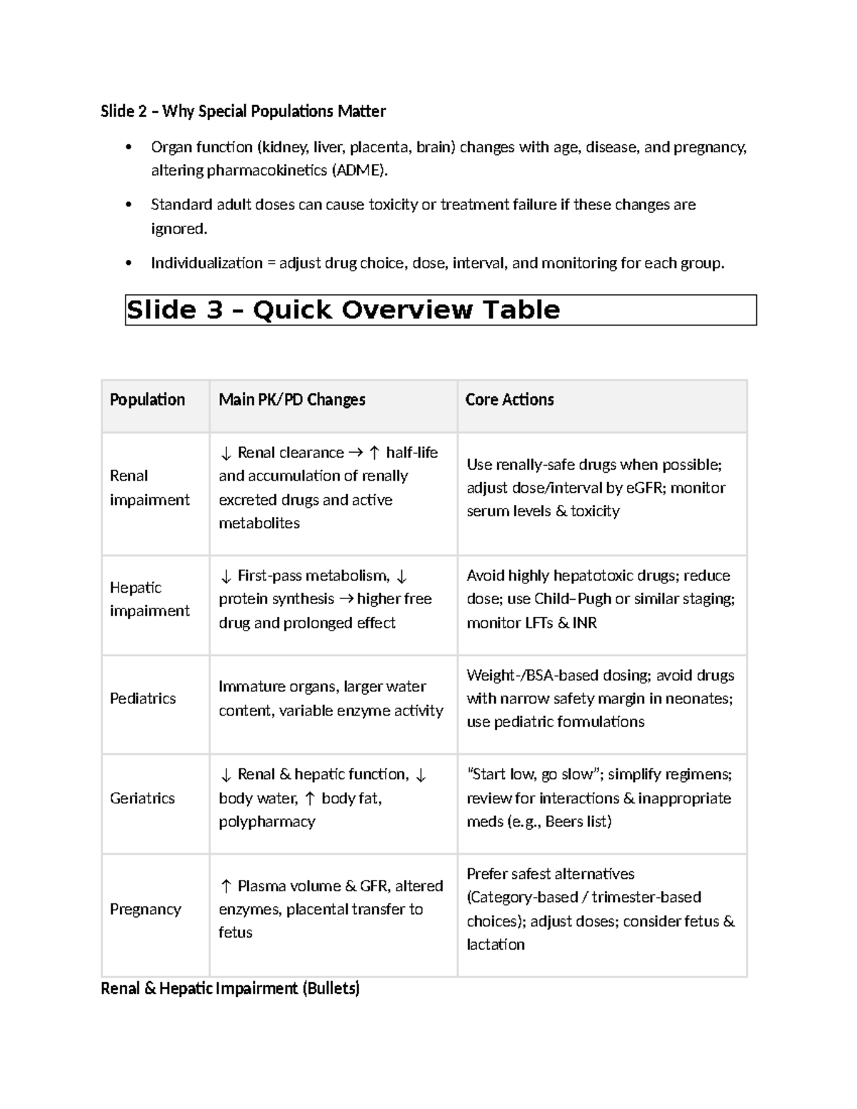 Implications of Organ Function Changes in Special Populations (PHAR 101 ...