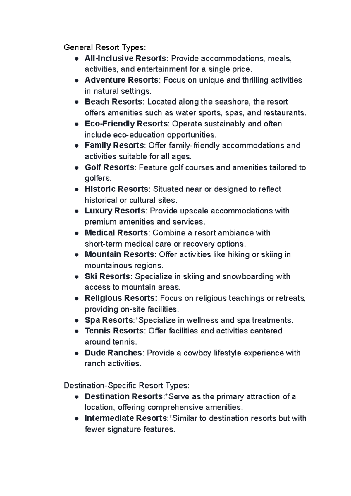 General Resort Types - General Resort Types: All-Inclusive Resorts ...