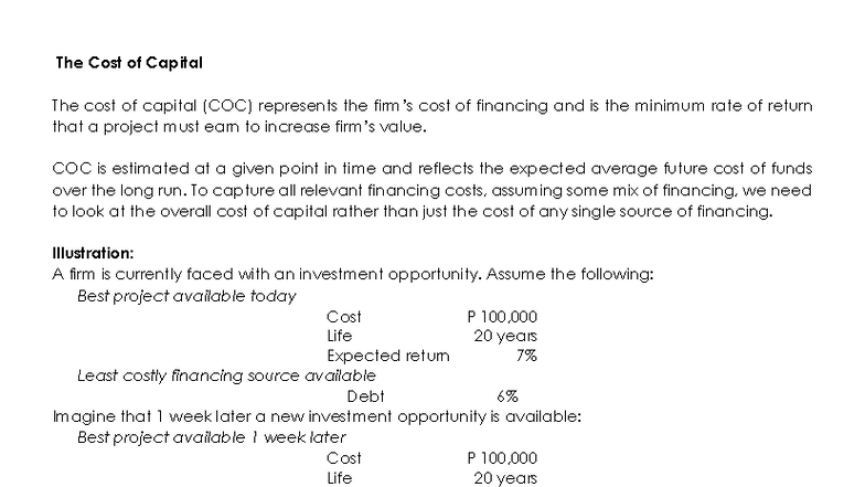 Cost of Capital Analysis: WACC and Financing Sources - Studocu
