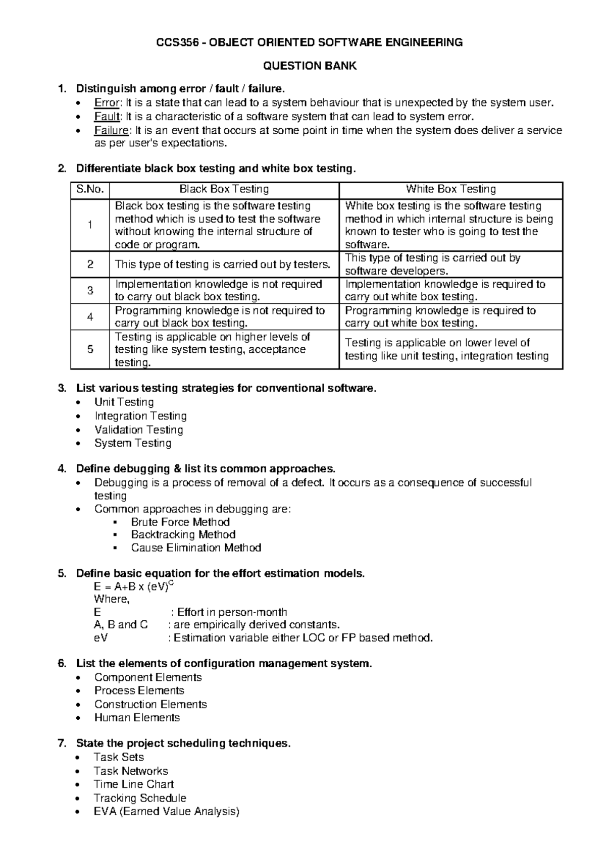CCS356 OOSE QB IT2 - Oose - CCS356 - OBJECT ORIENTED SOFTWARE ENGINEERING QUESTION BANK ...
