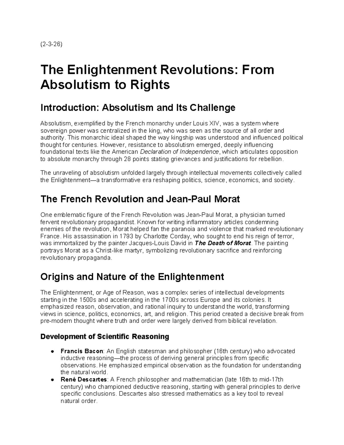 World History: Enlightenment Revolutions and Political Change - Studocu