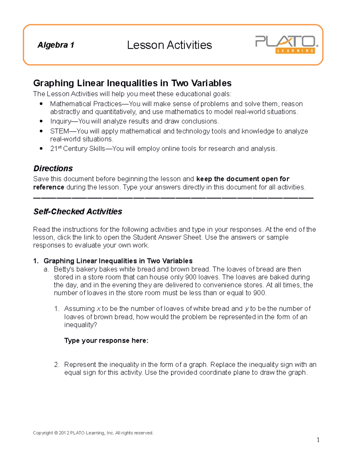 Graphing Linear Inequalities in Two Variables - Algebra 1 Lesson ...