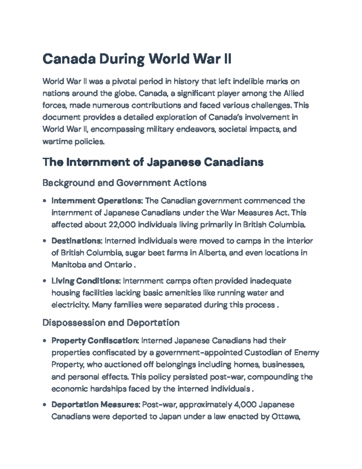 Canada's Role in WWII: Military Contributions & Societal Effects - Studocu