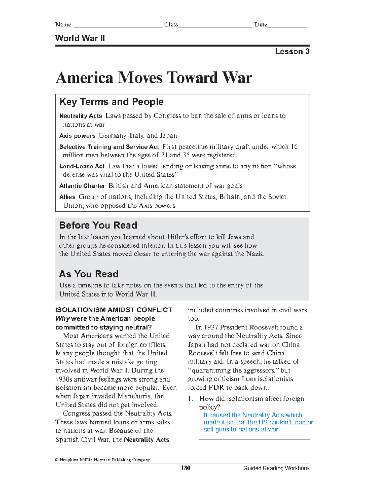 Module 11 lesson 3 - Mod 11 - World War II Lesson 3 America Moves ...
