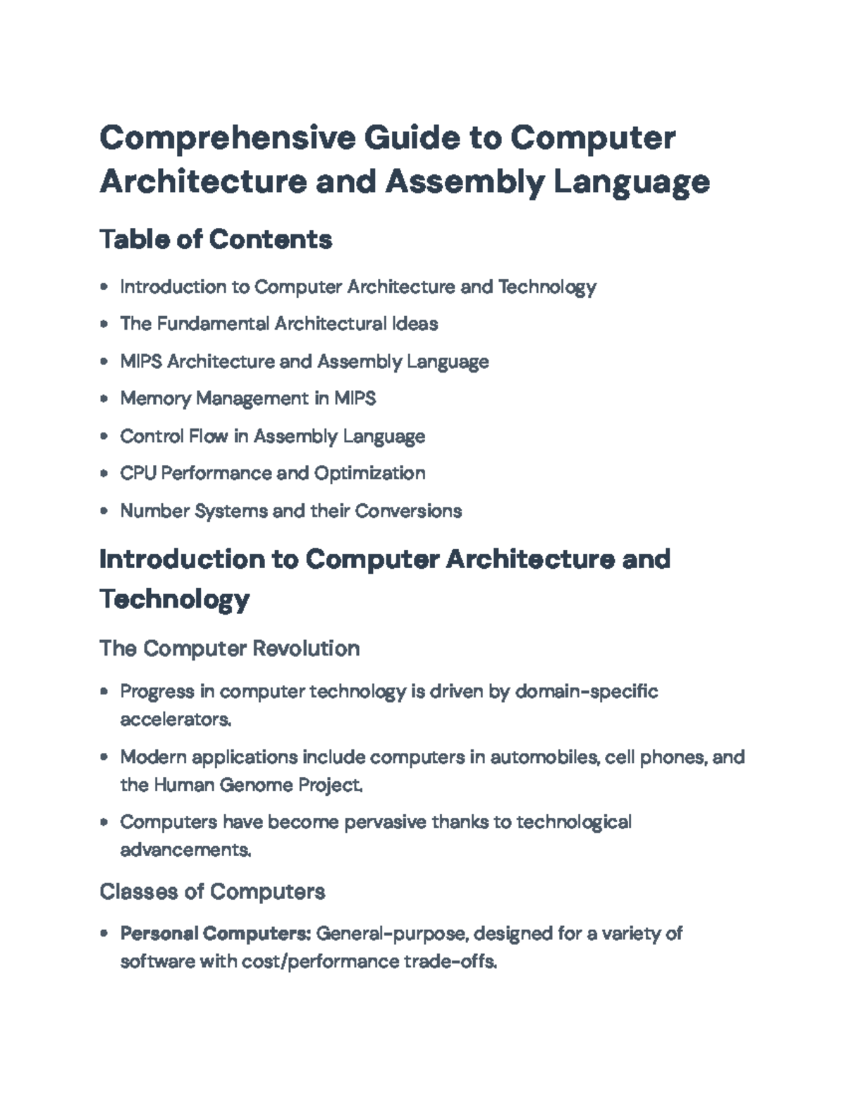 Computer Architecture & MIPS Assembly Language Overview - Comprehensive ...