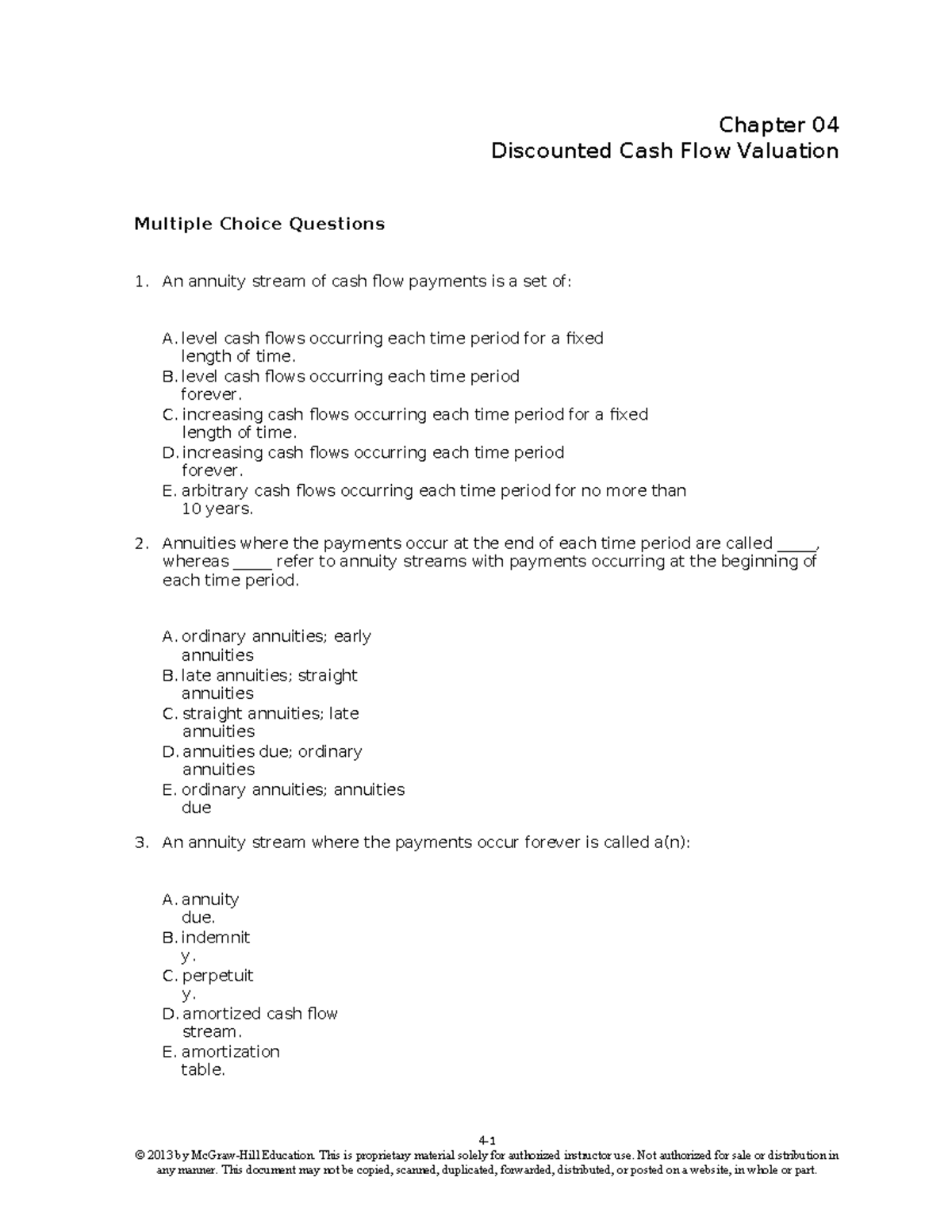 Test bank for chapter 04: Discounted cash flow valuation questions ...