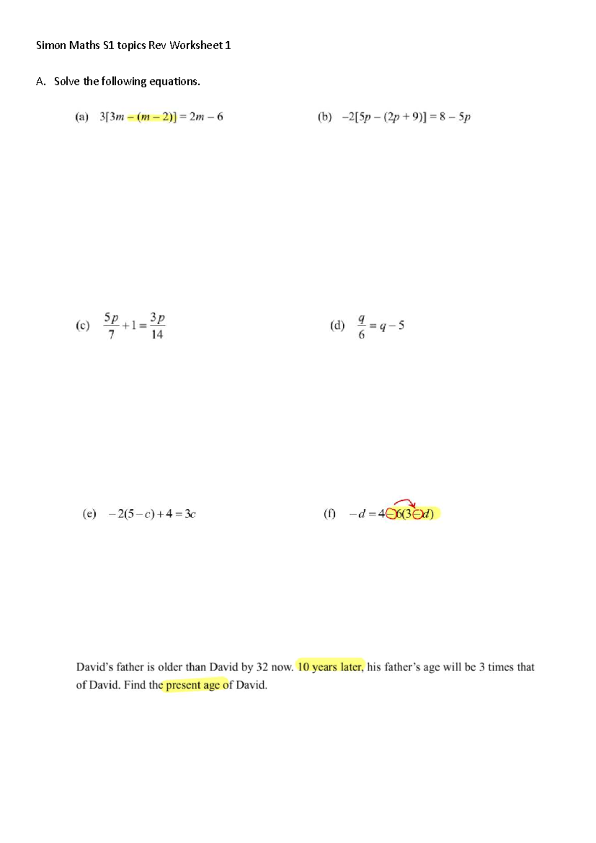 Simon maths rev s1 topics s2 term1 - Grade 5 MATH - A. Solve the ...