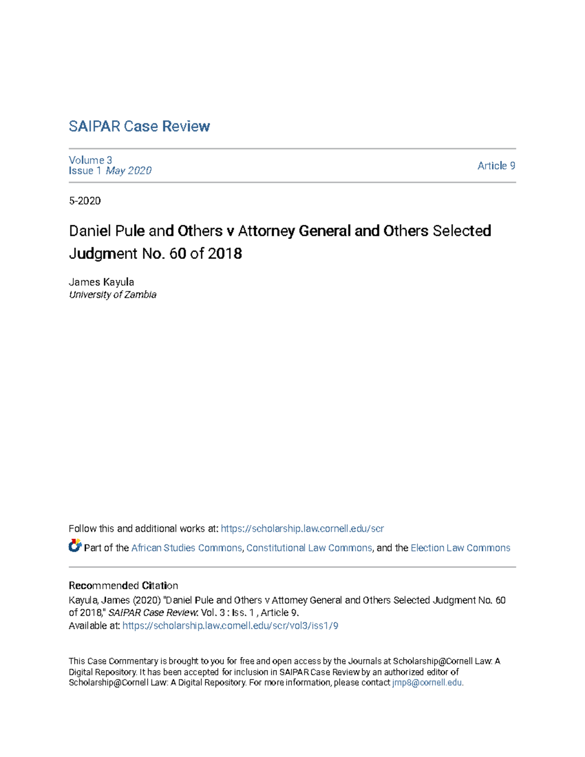 SAIPAR Case Review: Pule & Others v Attorney General - Judgment No. 60/ ...