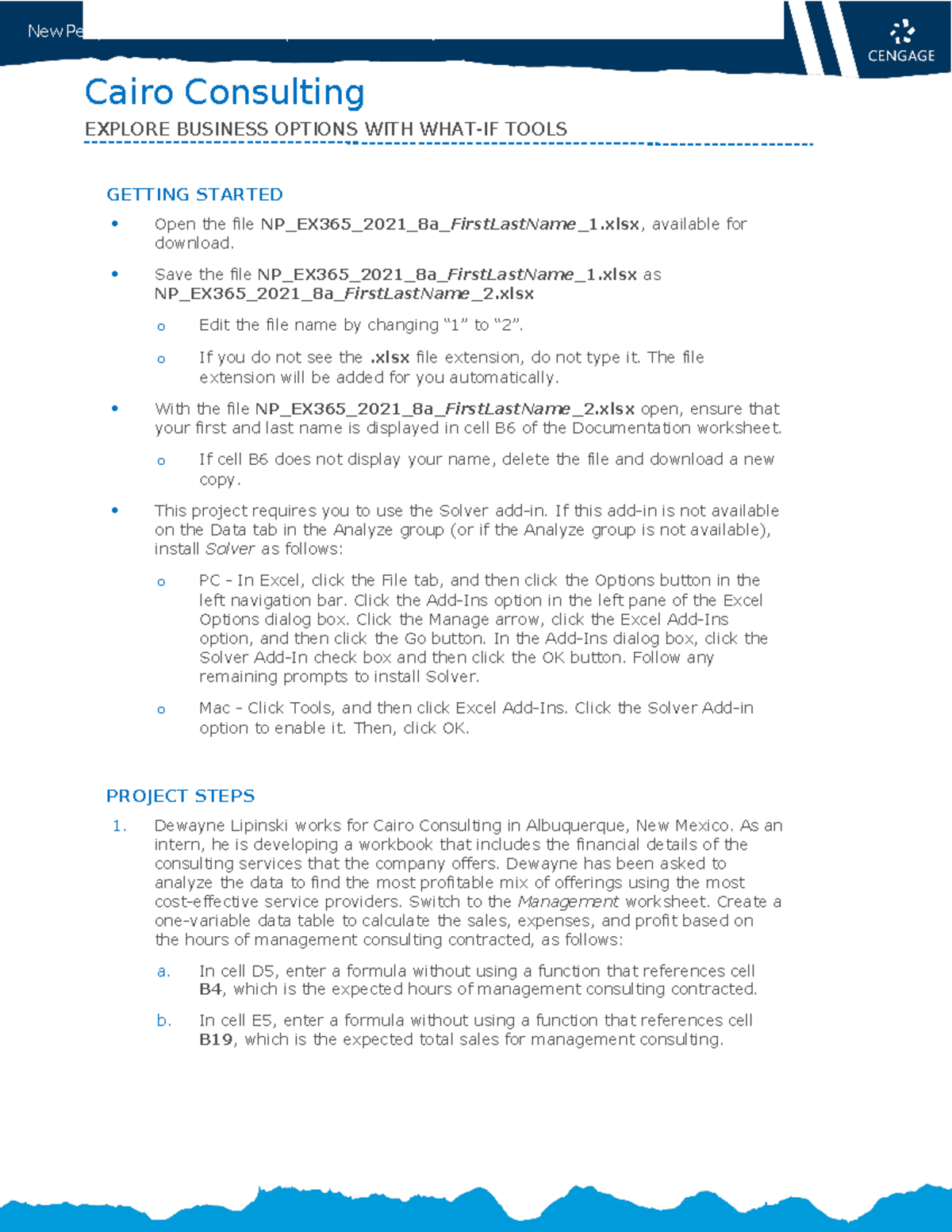 Instructions NP EX365 2021 8a - Cairo Consulting EXPLORE BUSINESS ...