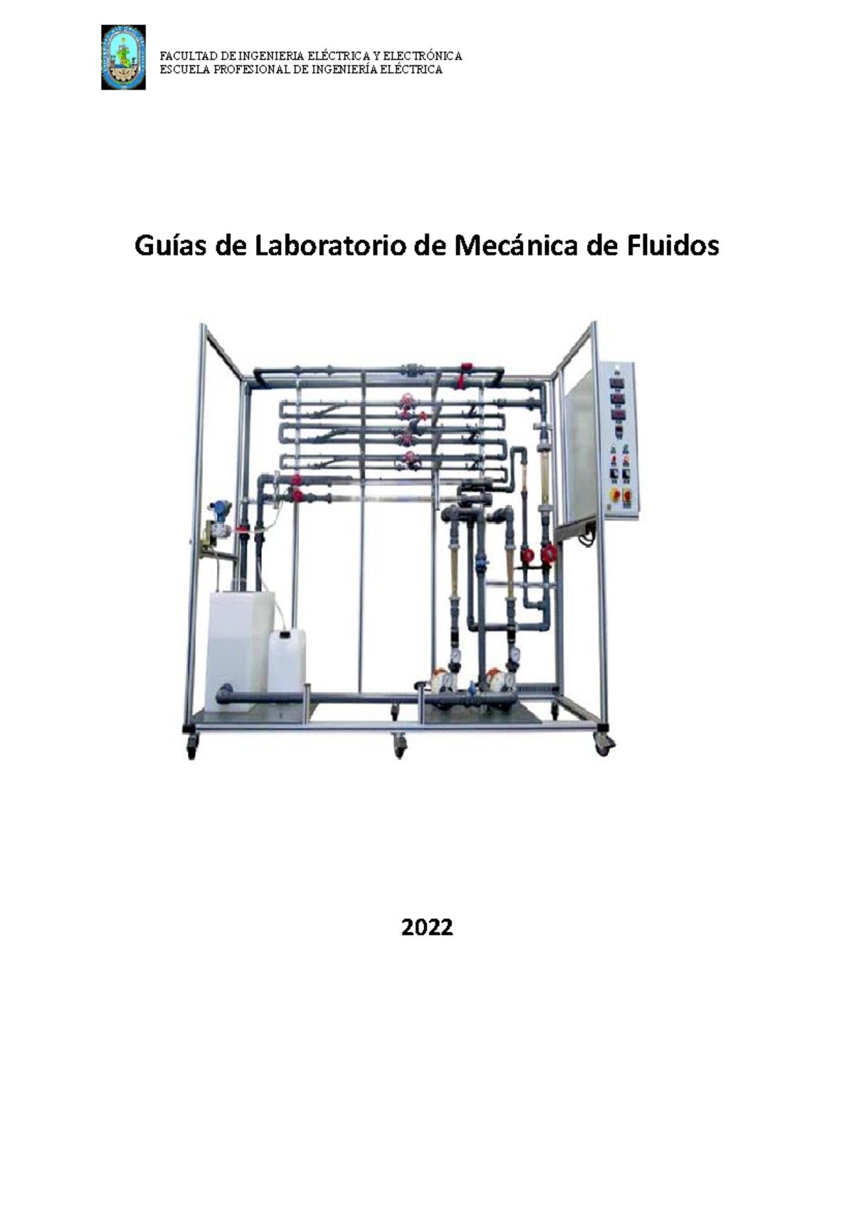 GUÍA DE Laboratorio DE Mecánica DE Fluidos - Guías de Laboratorio de Mecánica de Fluidos 2022 ...