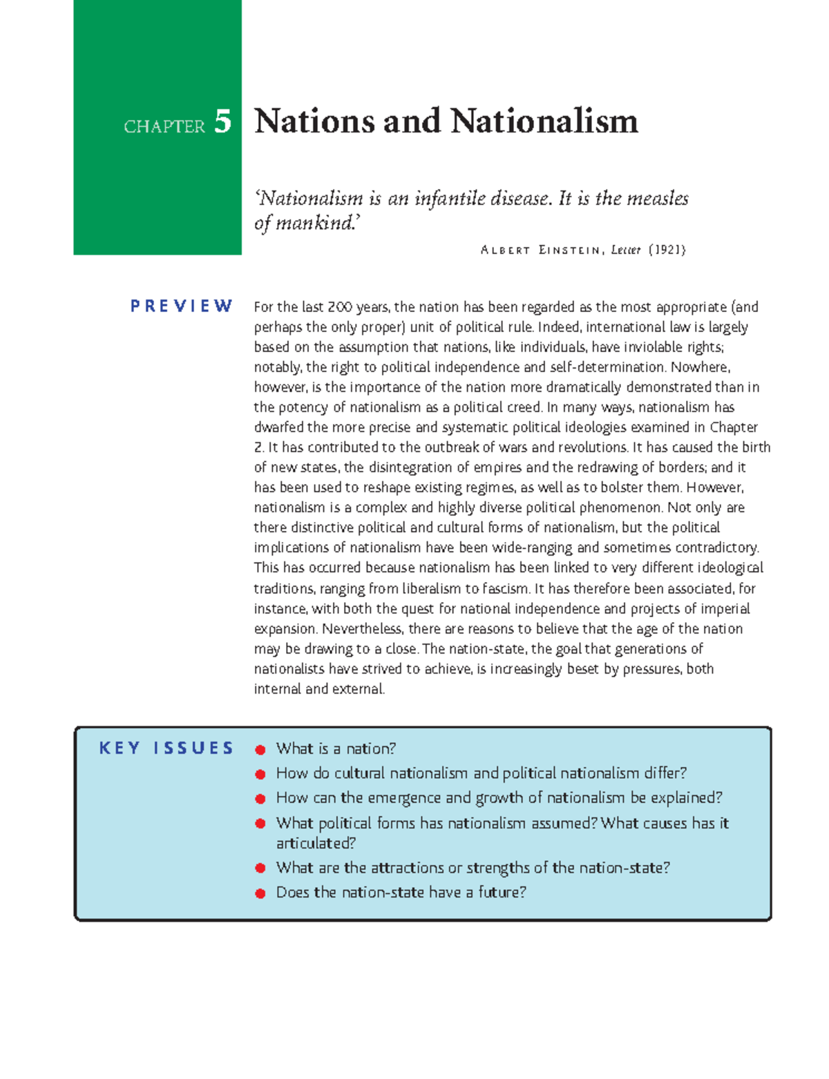 Nations and Nationalism - CHAPTER 5 Overview and Key Issues - Studocu