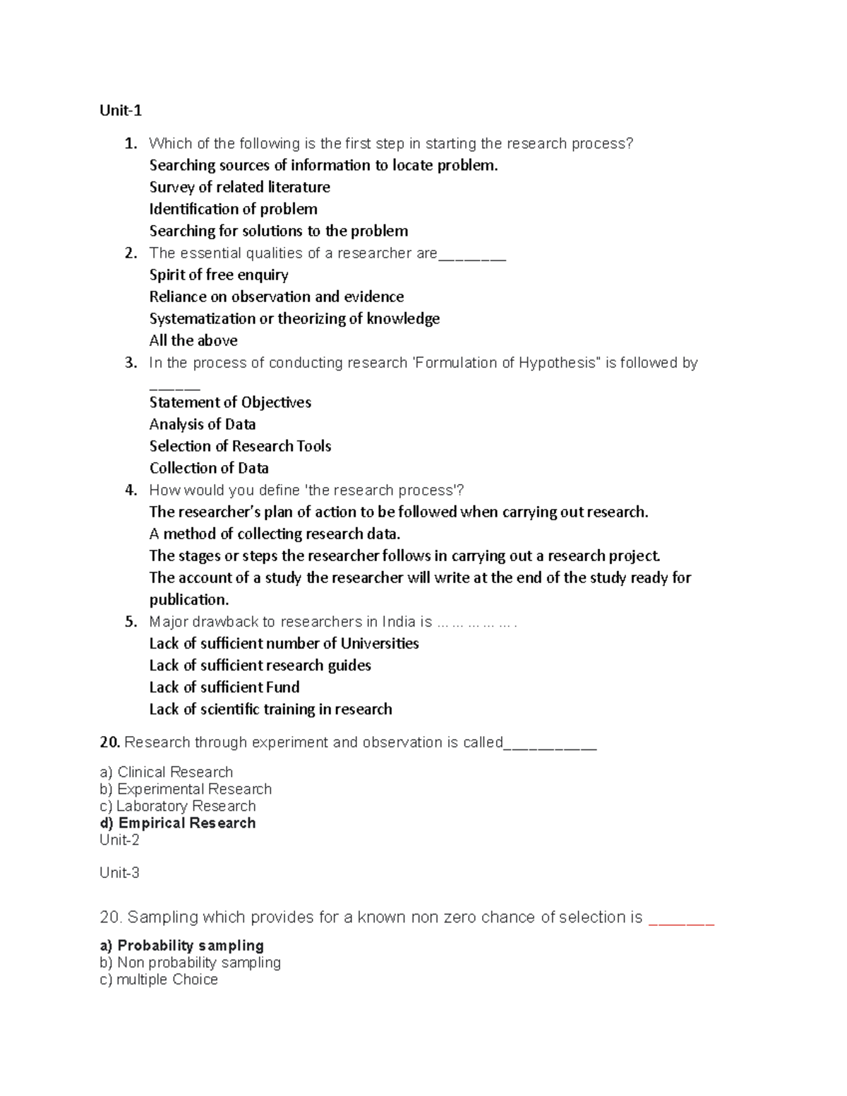 Final Exam Q&A for Research Process (Course CODE: RESEARCH 101) - Studocu