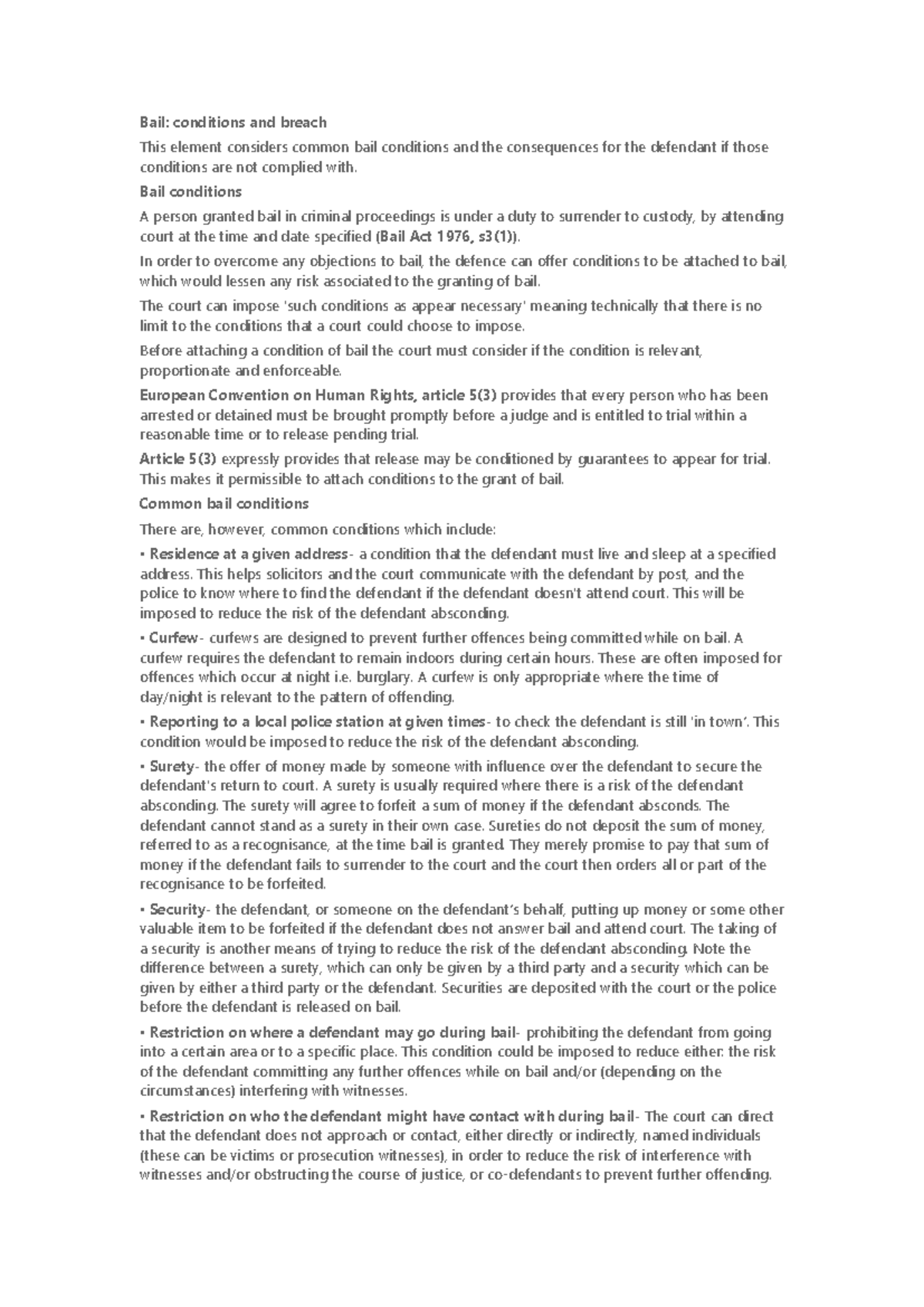 Bail Conditions and Breach: Understanding Implications and Processes ...