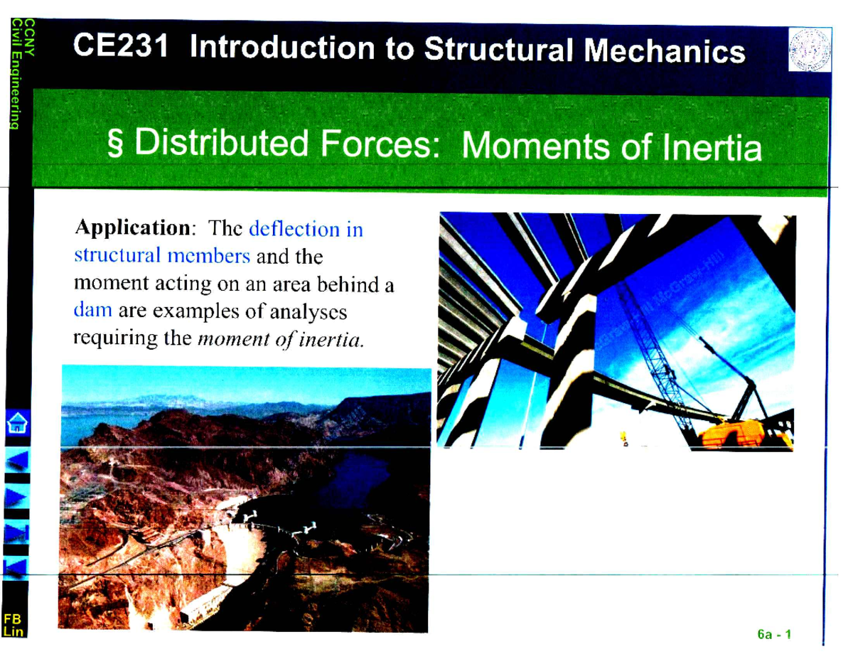 CE 231 Lecture Notes 11 - Ch 9 Moments of Inertia: Overview ...
