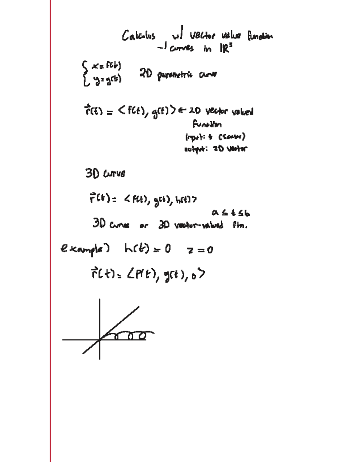 Calculus of Vector-Valued Functions: Lecture Notes (MATH 20) - Studocu