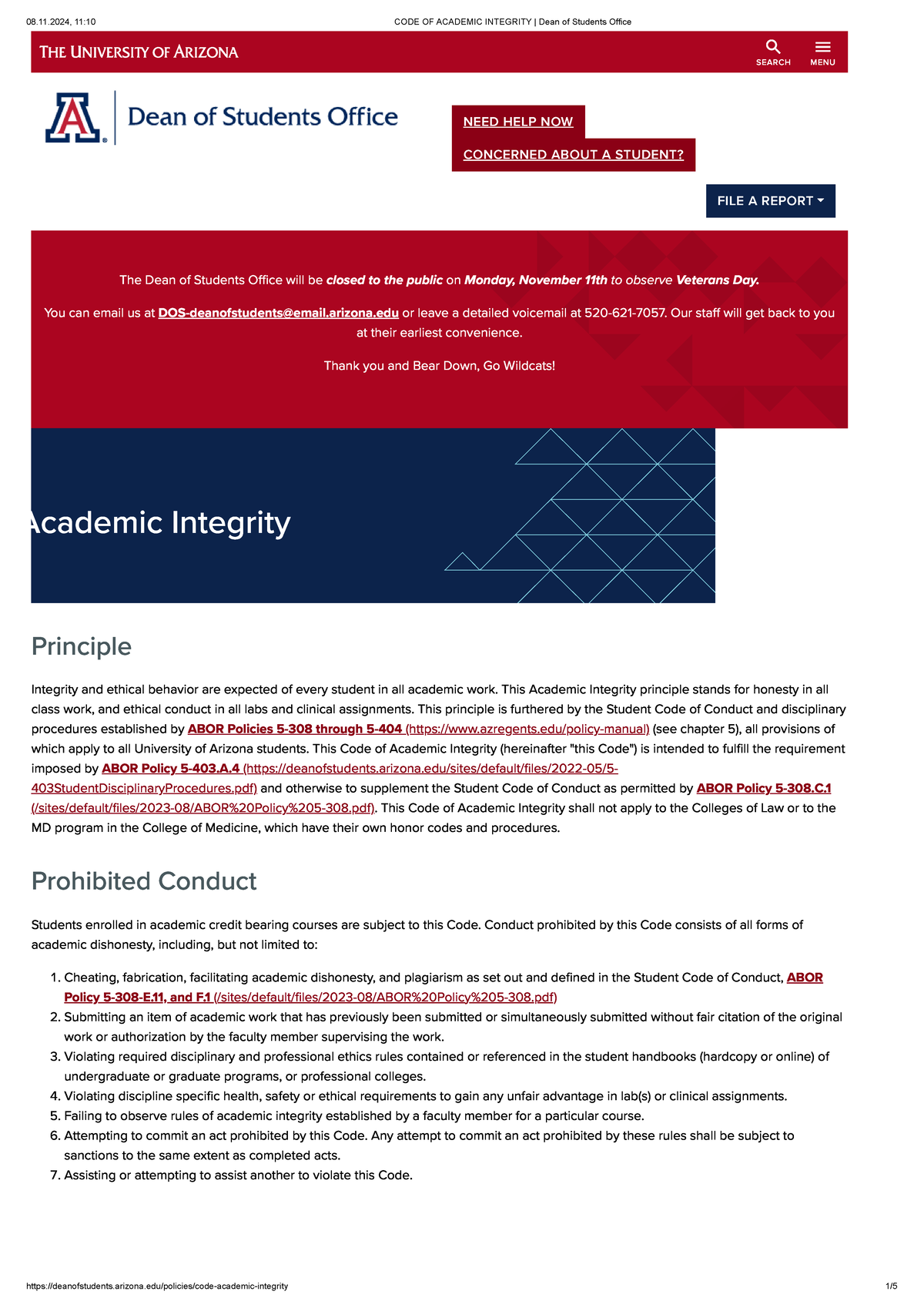 Code of Academic Integrity - Dean of Students Office (08.11.2024) - Studocu