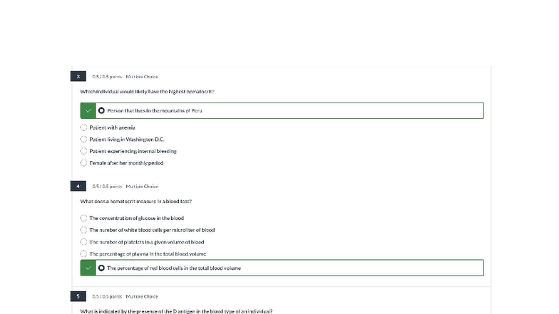A&P II Lab Quiz - Module 2: Hematocrit & Blood Type Questions - Studocu