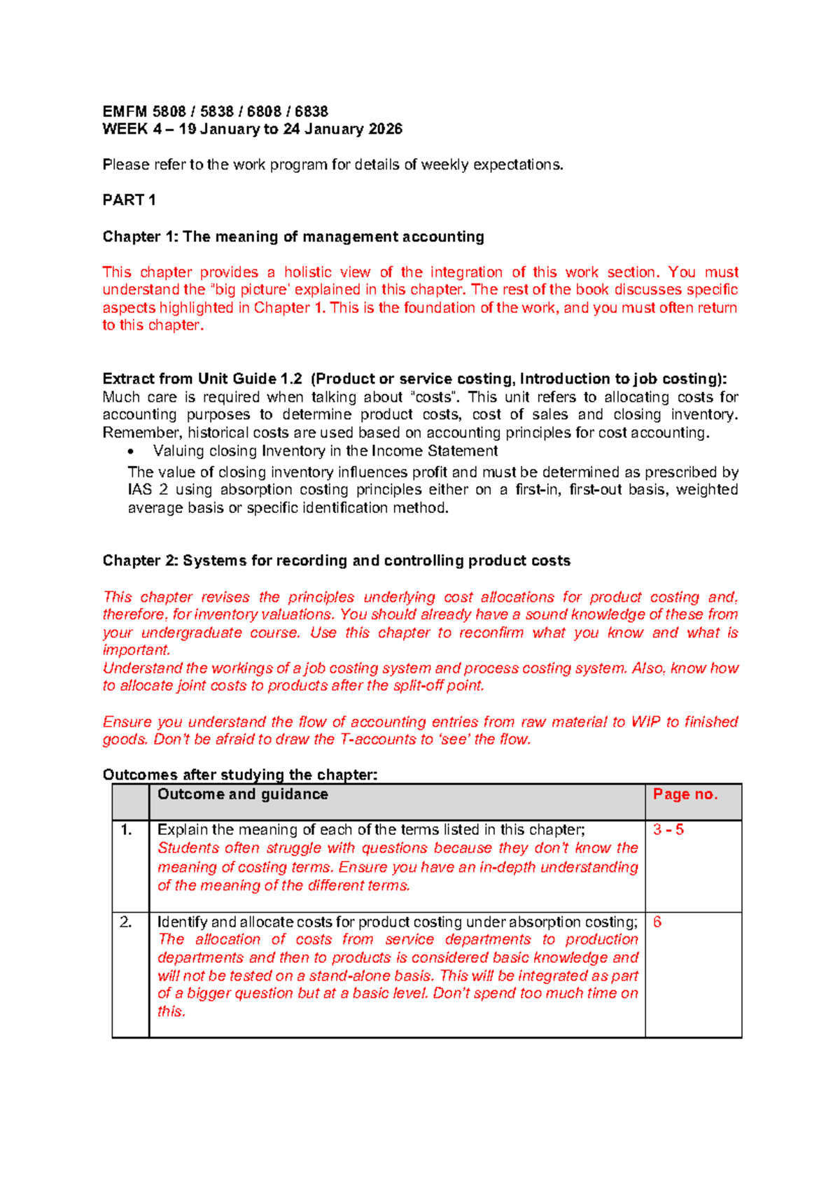 EMFM 5808 5838 6808 6838 Week 4 Summary: Process & Joint Costing ...