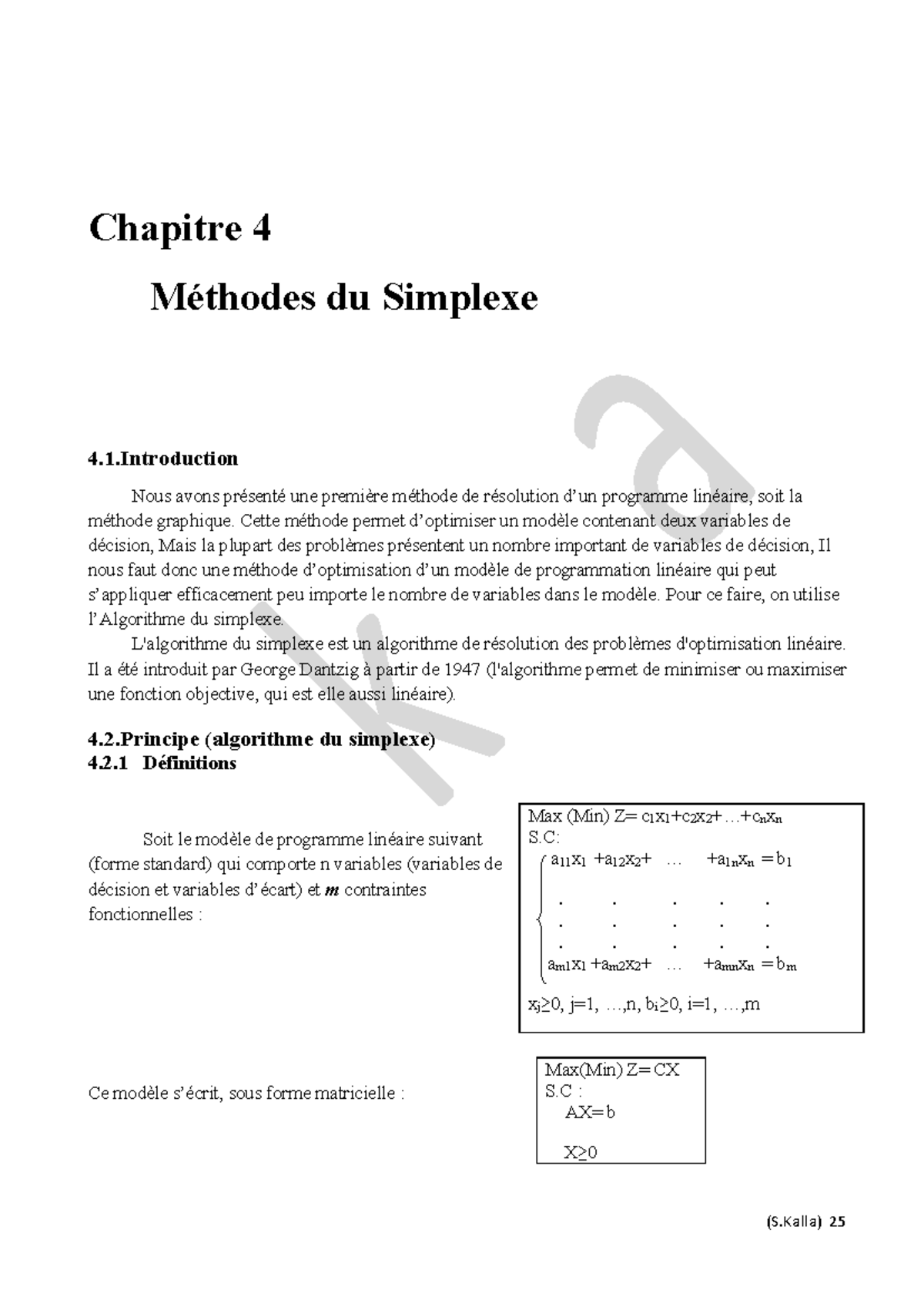 Ch4 - Chapitre 4 Méthodes du Simplexe - Chapitre 4 Méthodes du Simplexe ...