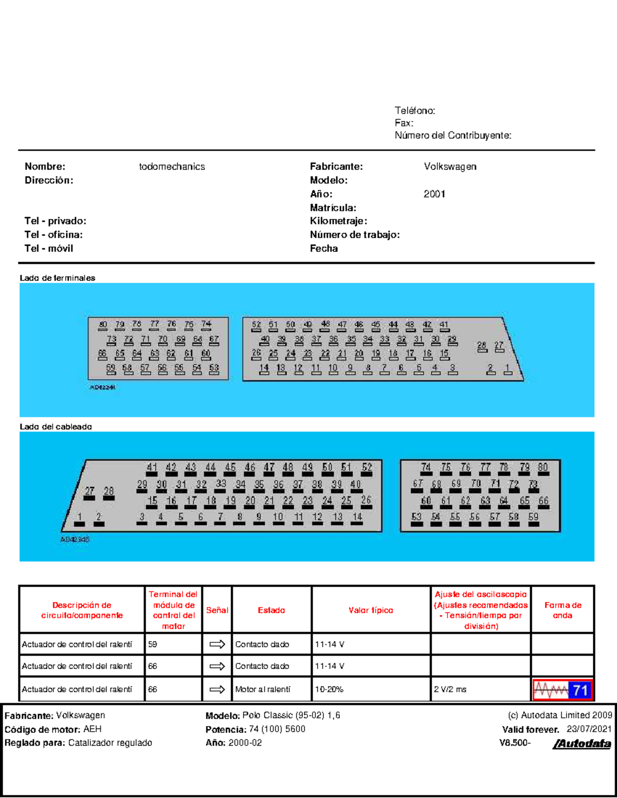 Pinout Diagram for Volkswagen Polo Classic 1.6 (2001) - Studocu