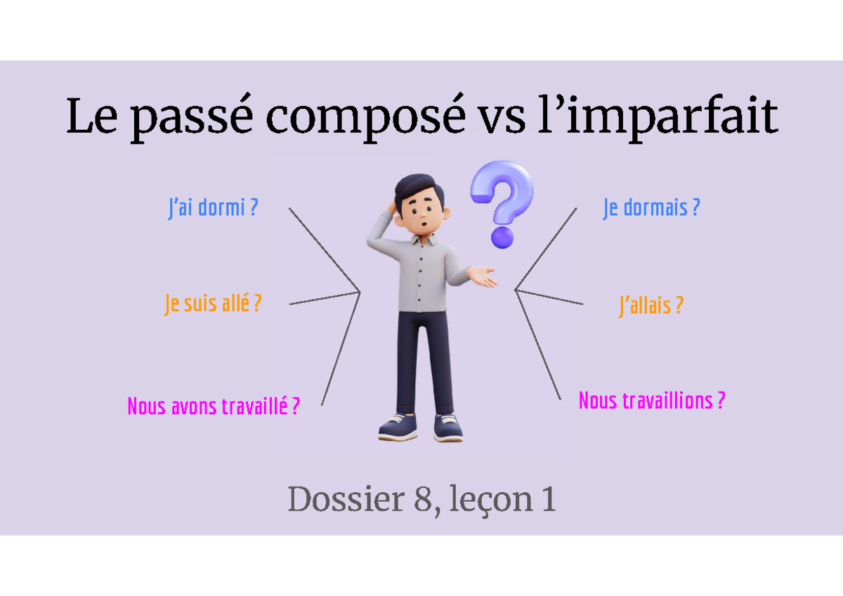 Dossier 8: Le passé composé vs imparfait - Leçon 1 (22/09/2025) - Studocu
